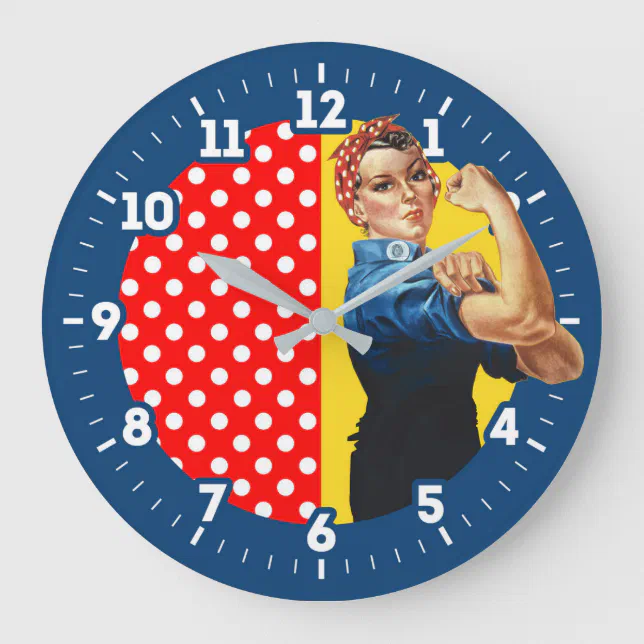 Rosie The Riveter Americana graphic design on a Large Clock | Zazzle