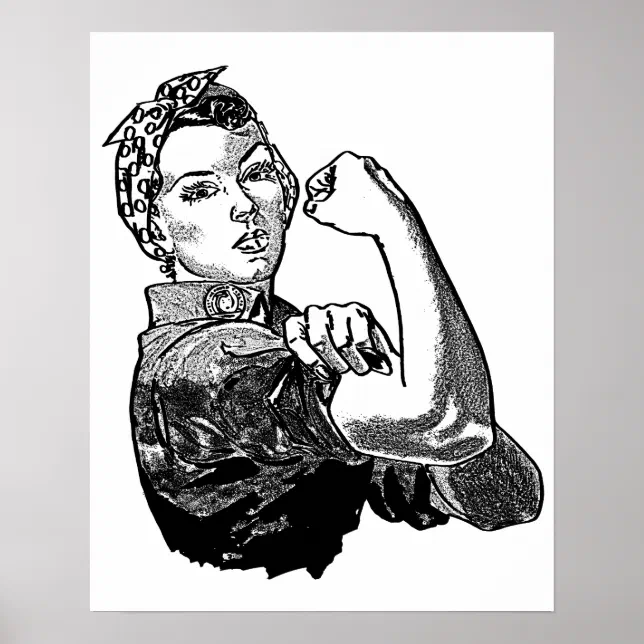 Rosie-The-Riveter Feminist (Transparent-No-Fill) Poster | Zazzle