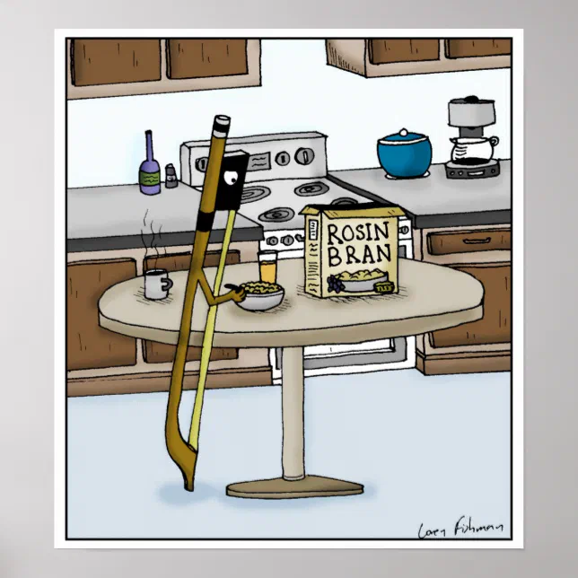 Rosin Bran String Instruments Bow Cartoon Poster | Zazzle