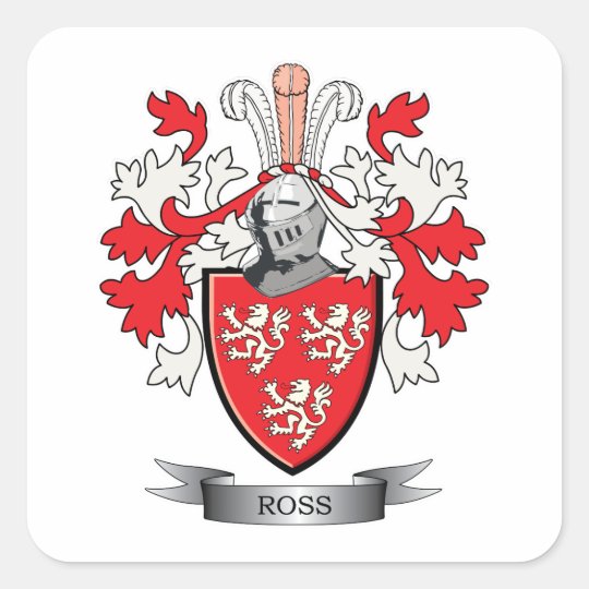 Ross Family Crest Coat of Arms Square Sticker | Zazzle.com