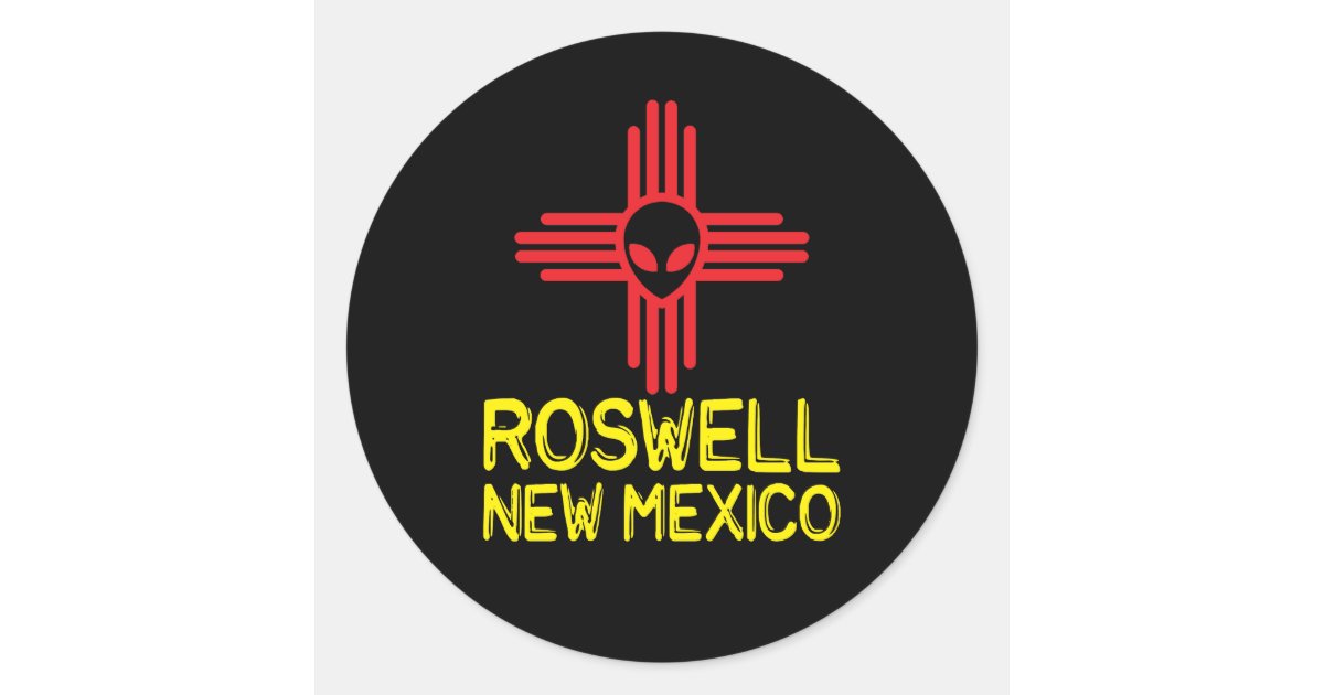 Roswell New Mexico Zia Alien Head Classic Round Sticker | Zazzle
