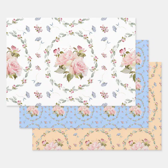 Rosy ovals variety pack wrapping paper sheets | Zazzle
