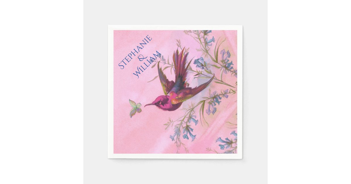 Rosy Red Hummingbird Napkins | Zazzle