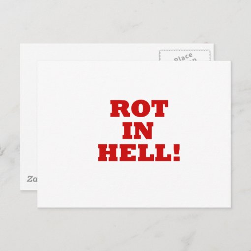 Rot In Hell Postcard | Zazzle