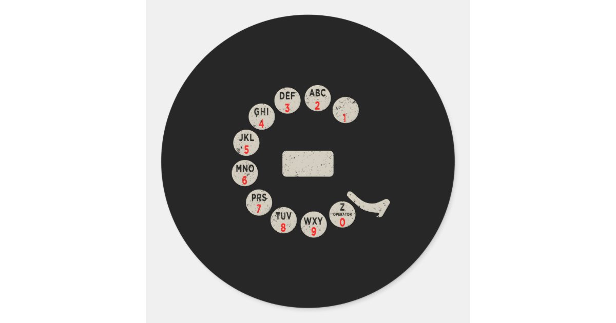 Rotary Dial Old Phones Numbers Classic Round Sticker | Zazzle