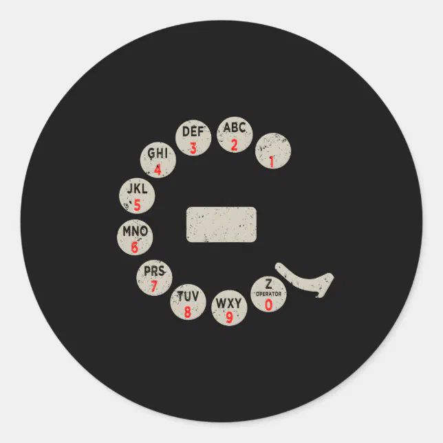 Rotary Dial Old Phones Numbers Classic Round Sticker | Zazzle