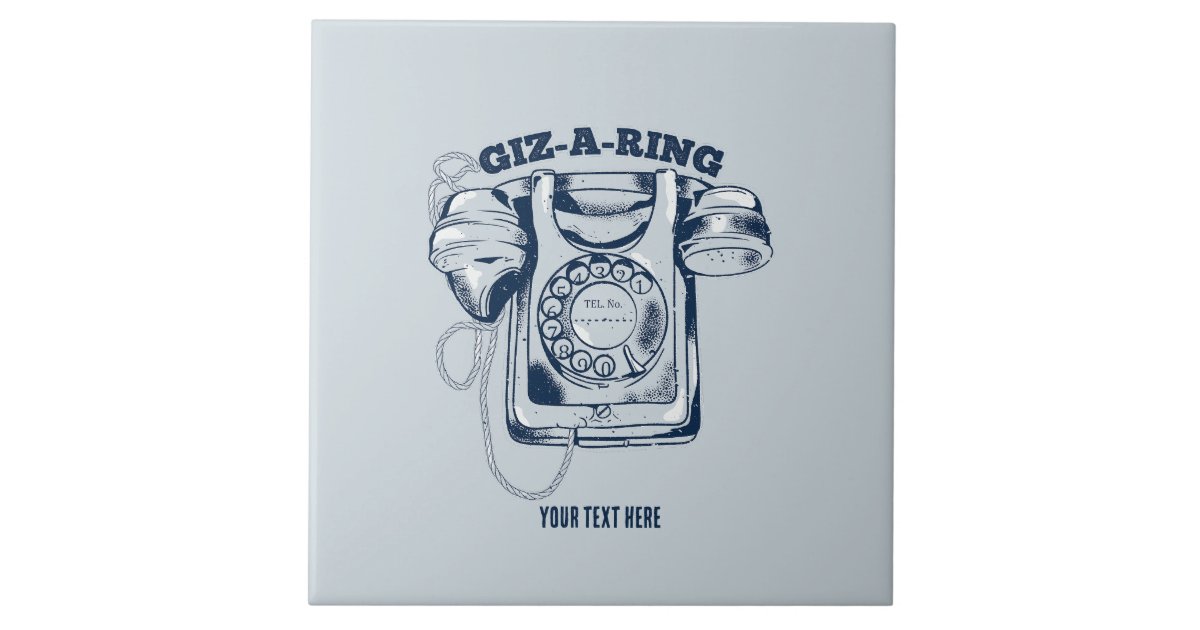 Rotary dial telephone Blue Ceramic Tile | Zazzle