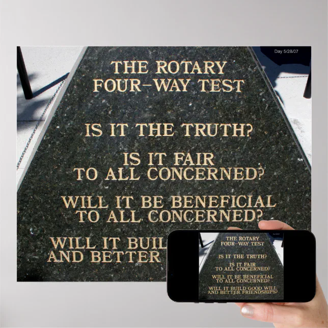 Rotary Four-Way Test Poster | Zazzle