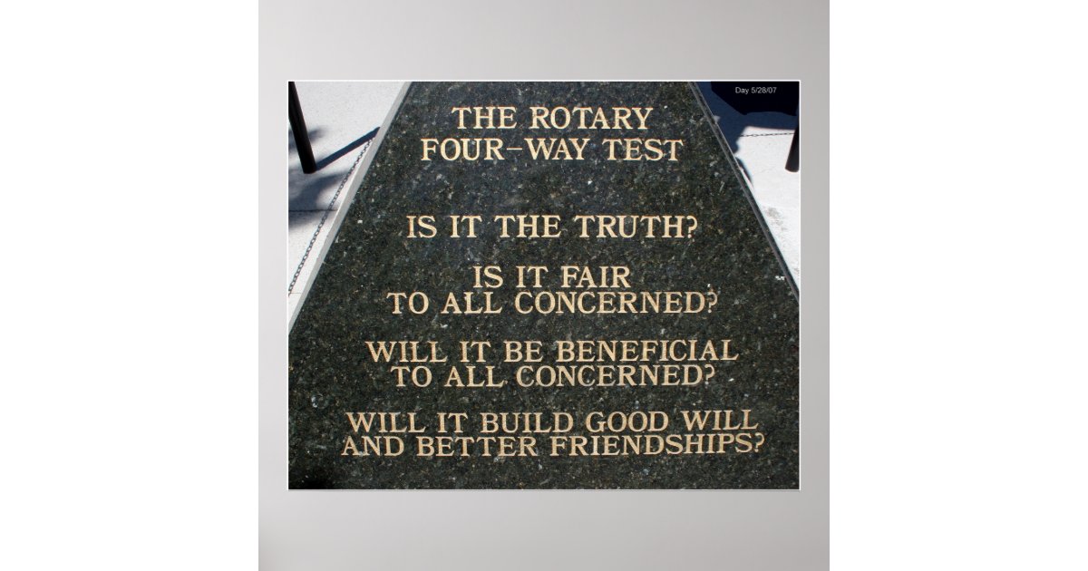 Rotary Four-Way Test Poster | Zazzle