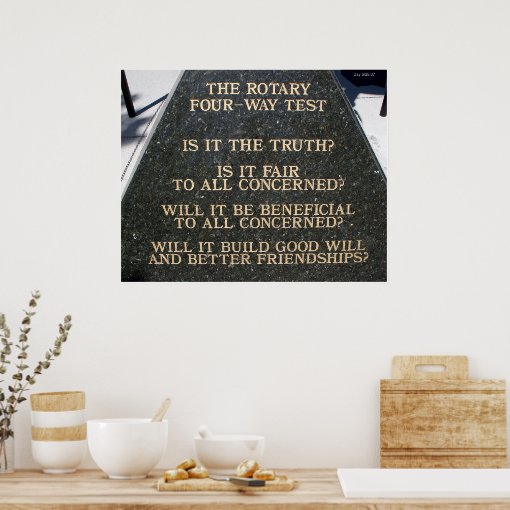 Rotary Four-Way Test Poster | Zazzle