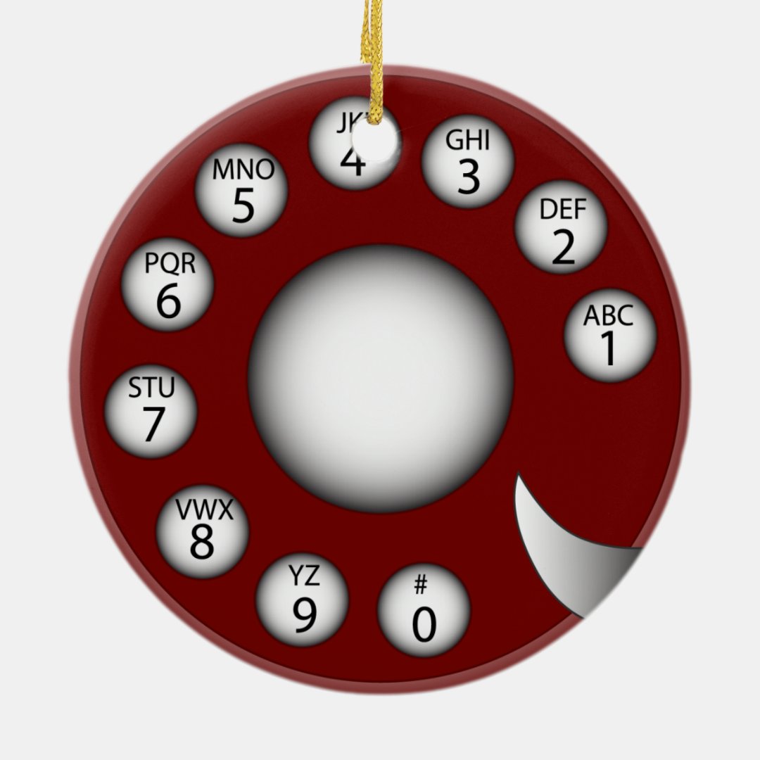 Rotary Phone Dial (Red) Ceramic Ornament | Zazzle