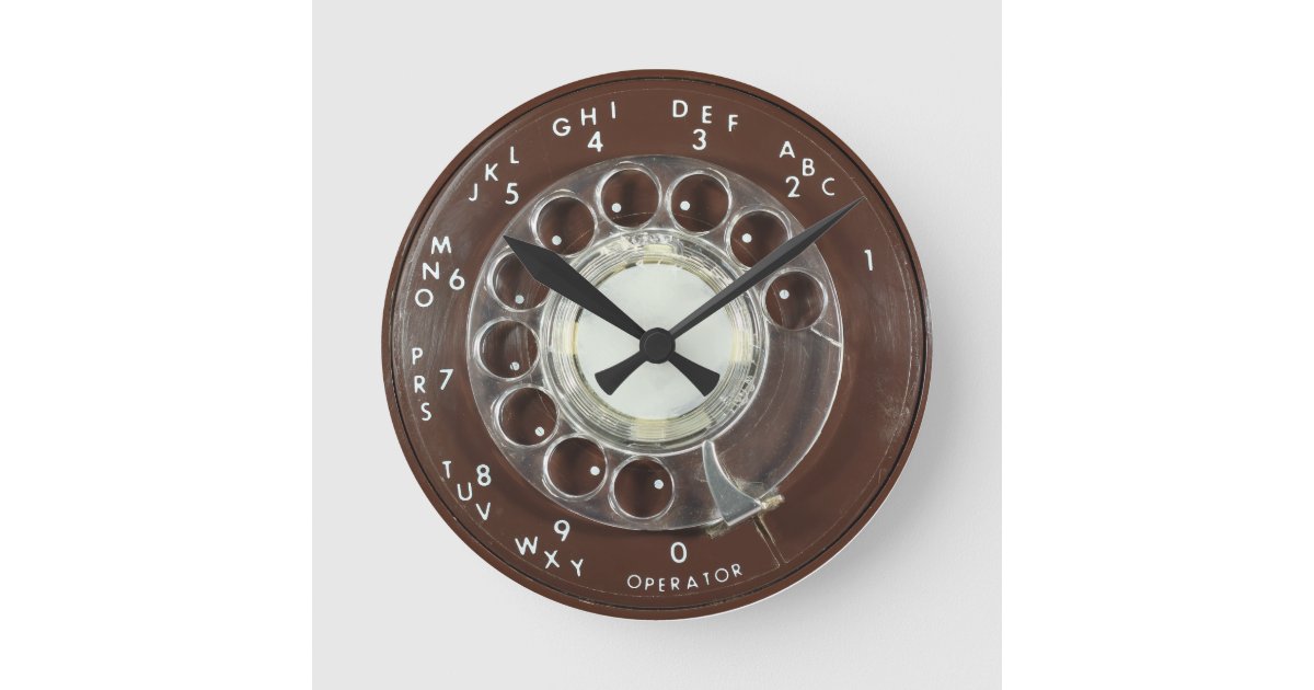 Rotary Phone Look Round Clock | Zazzle