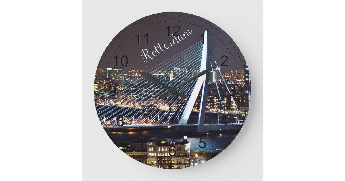 Rotterdam Cityscape Large Clock | Zazzle