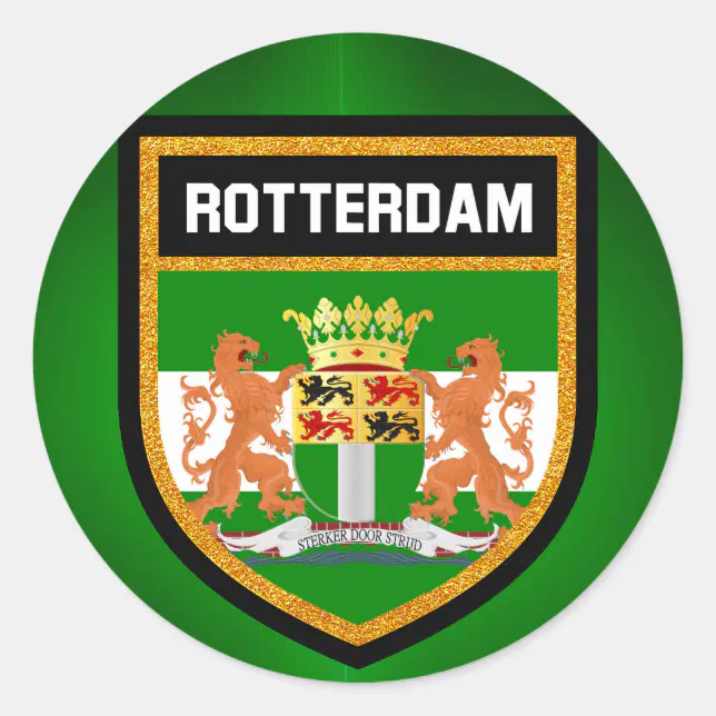 Rotterdam Flag Classic Round Sticker | Zazzle