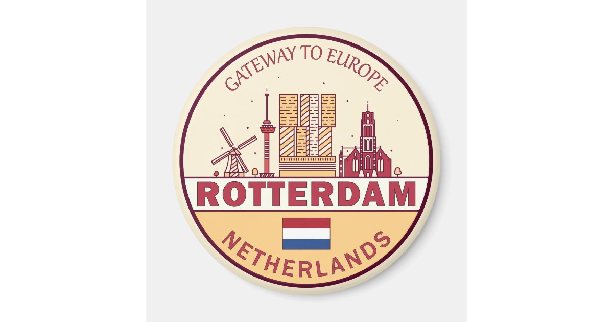 Rotterdam Netherlands City Skyline Emblem Magnet | Zazzle