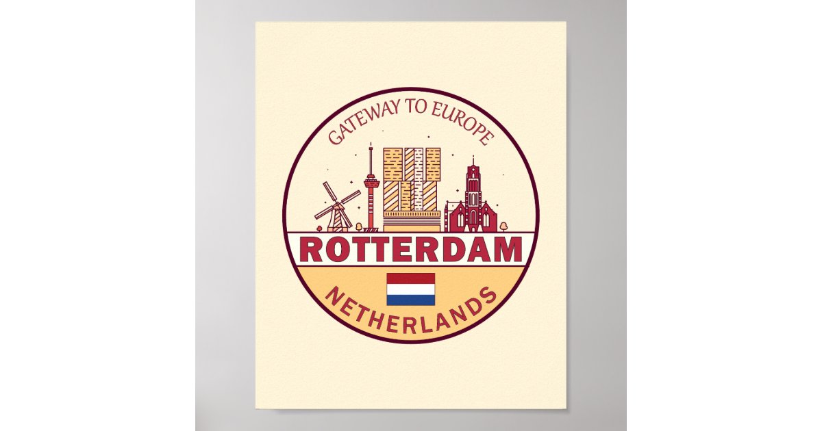 Rotterdam Netherlands City Skyline Emblem Poster | Zazzle
