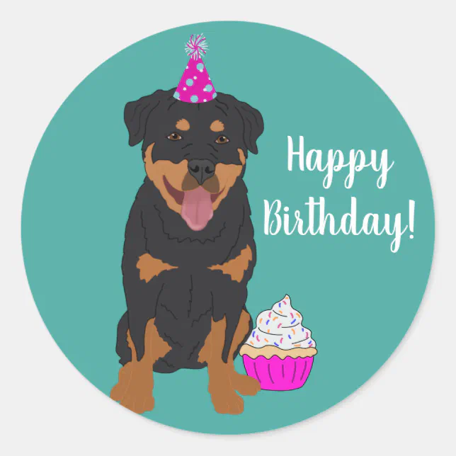 Rottweiler Birthday Classic Round Sticker | Zazzle