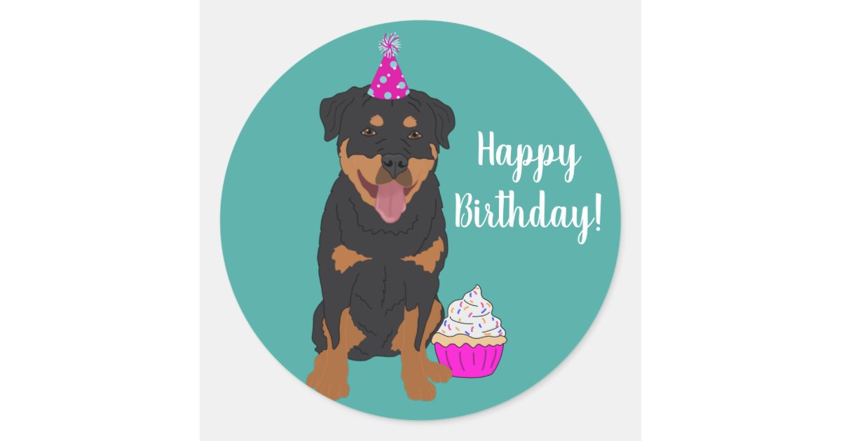 Rottweiler Birthday Classic Round Sticker | Zazzle