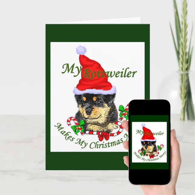 Rottweiler Christmas Merry Holiday Card | Zazzle