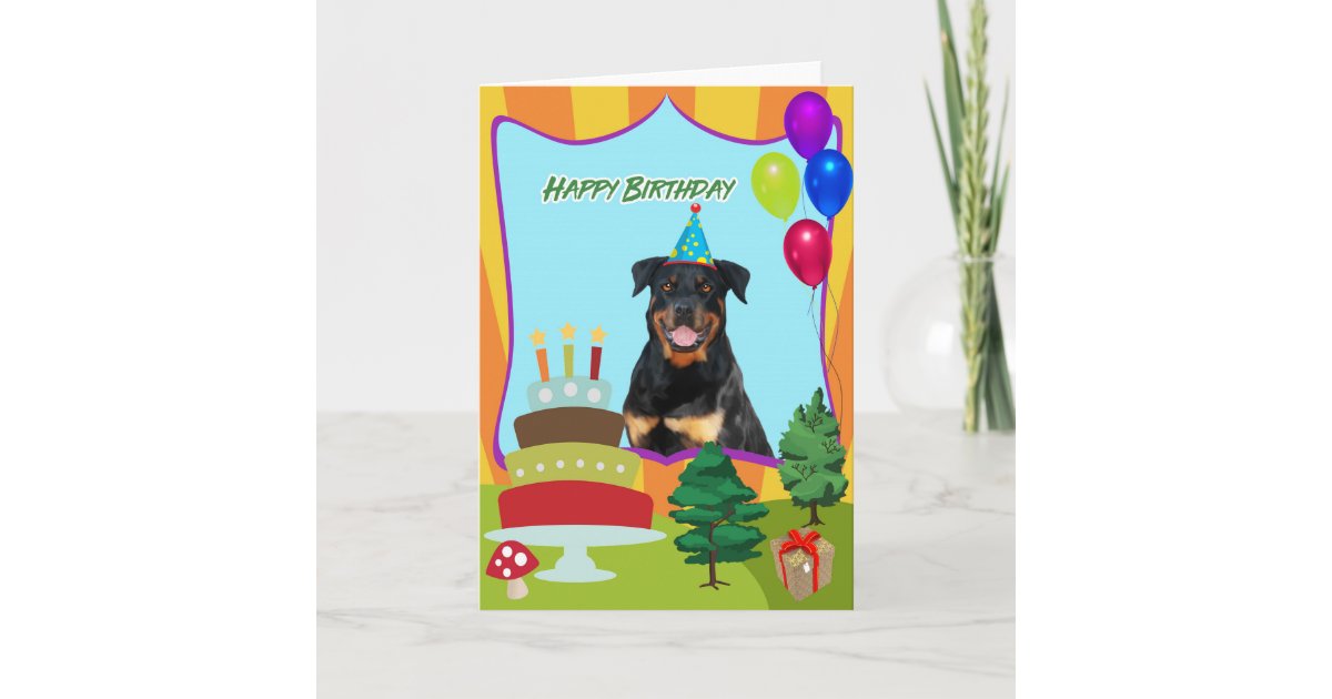Rottweiler Dog Birthday Card | Zazzle