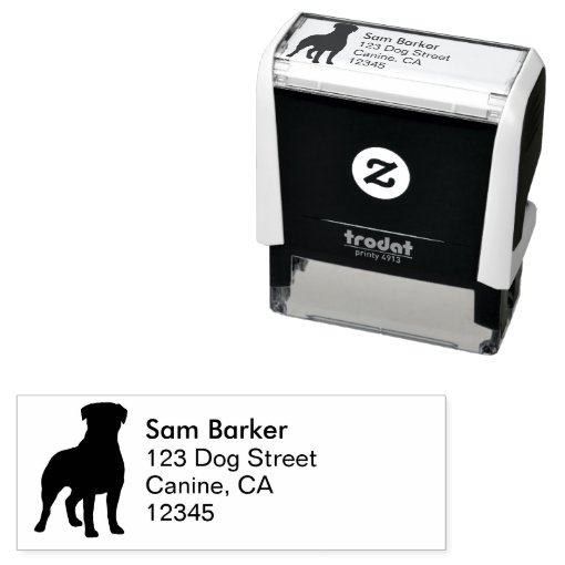 Rottweiler Dog Breed Silhouette Return Address Self-inking Stamp | Zazzle