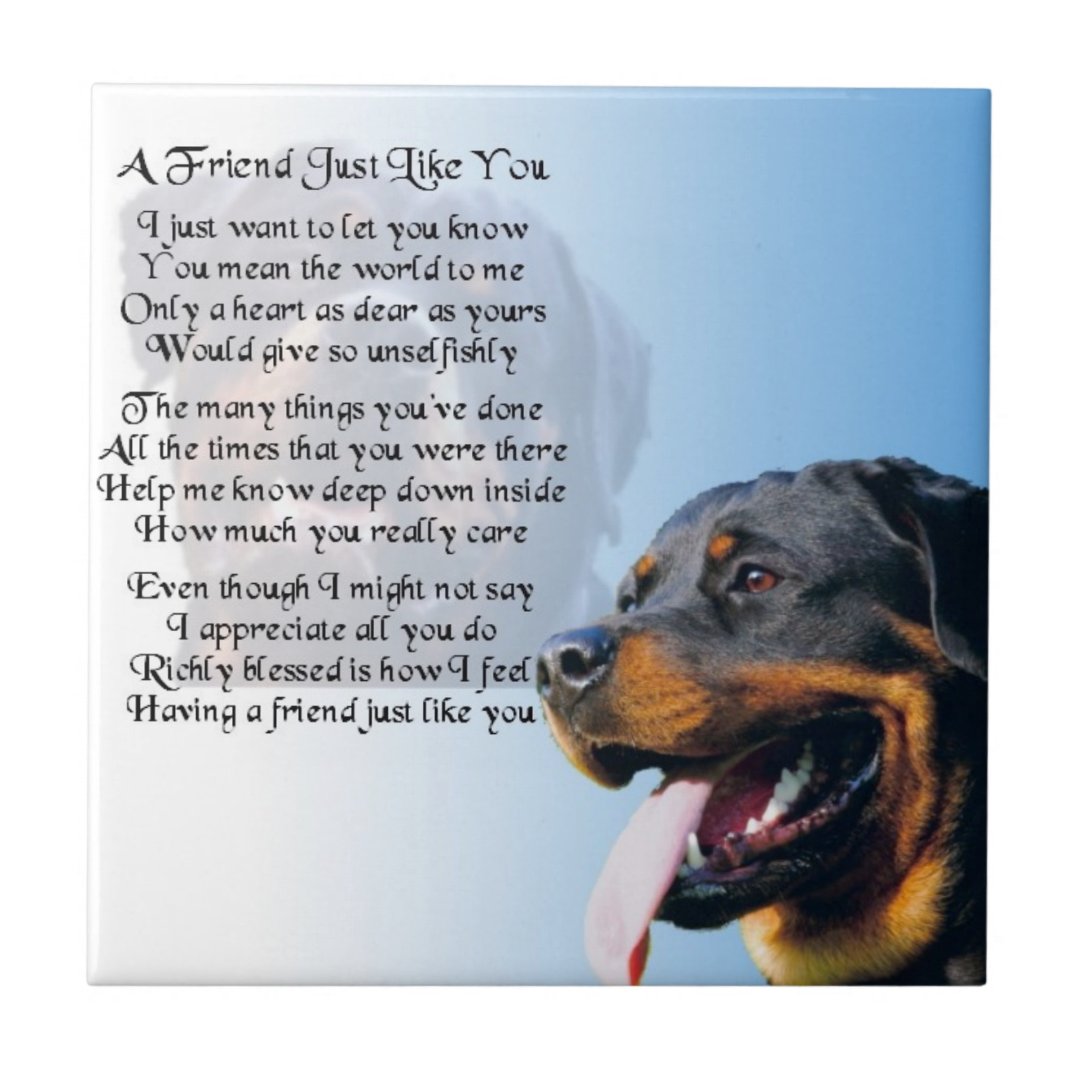 Rottweiler Dog - Friend Poem Tile | Zazzle