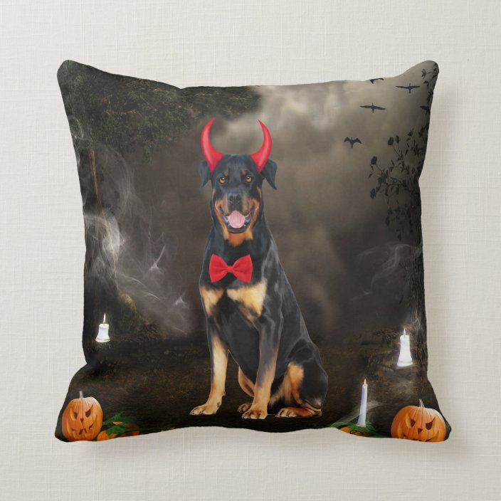 Rottweiler Dog in Halloween Costume Throw Pillow | Zazzle.com
