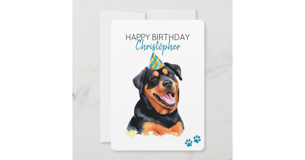 Rottweiler Dog Personalized Happy Birthday Card | Zazzle