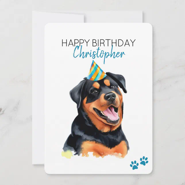 Rottweiler Dog Personalized Happy Birthday Card | Zazzle