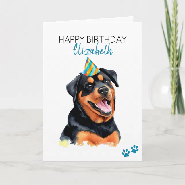 Rottweiler Dog Personalized Happy Birthday Card | Zazzle