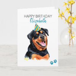 Rottweiler Dog Personalized Happy Birthday Card | Zazzle