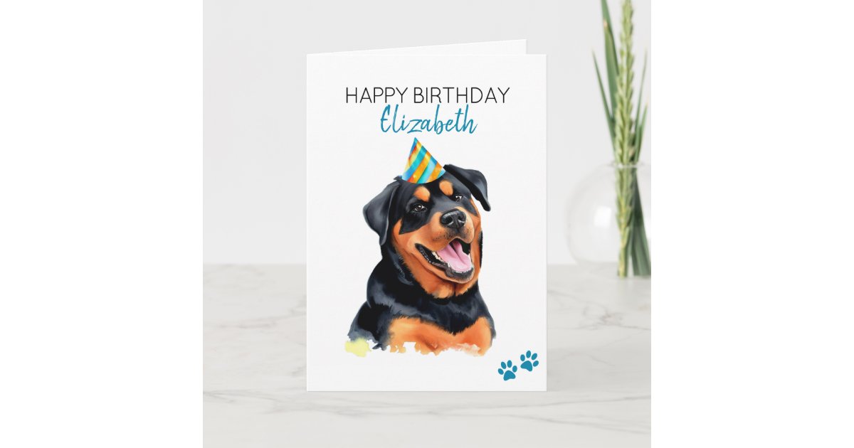 Rottweiler Dog Personalized Happy Birthday Card | Zazzle