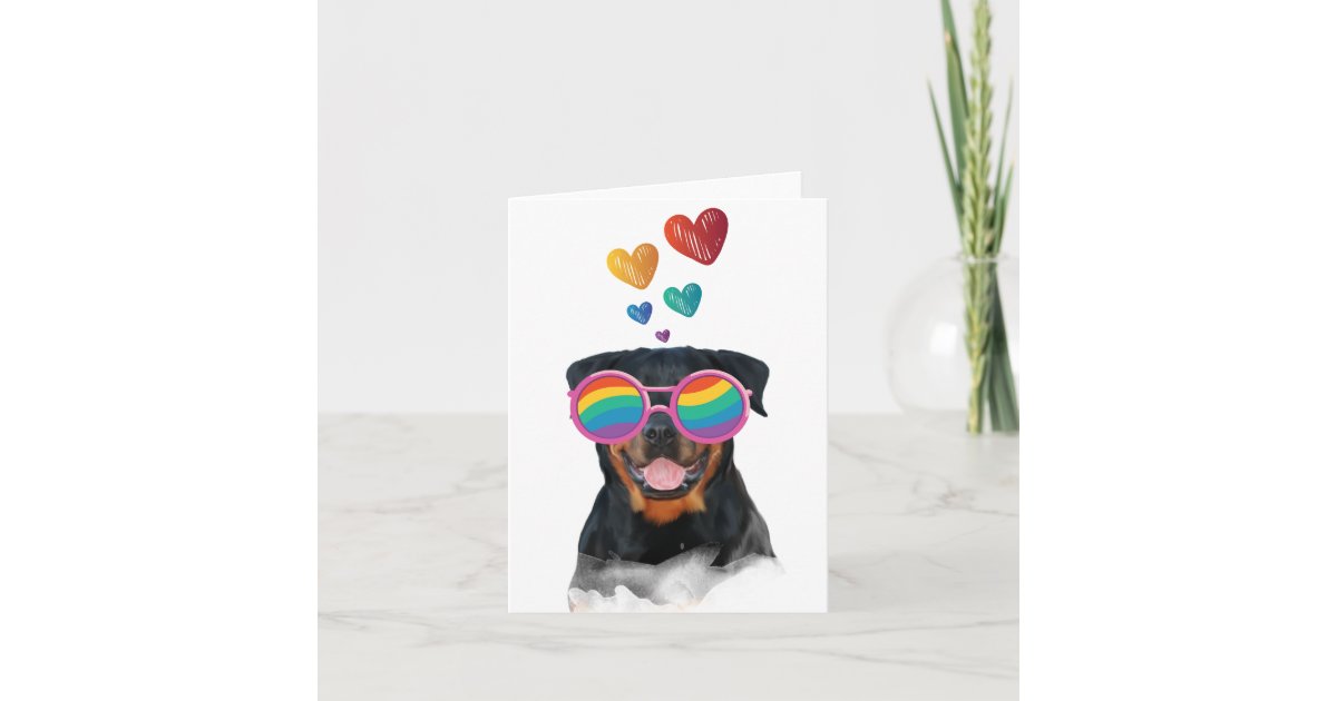 Rottweiler Dog with Hearts Valentine's Day Card | Zazzle