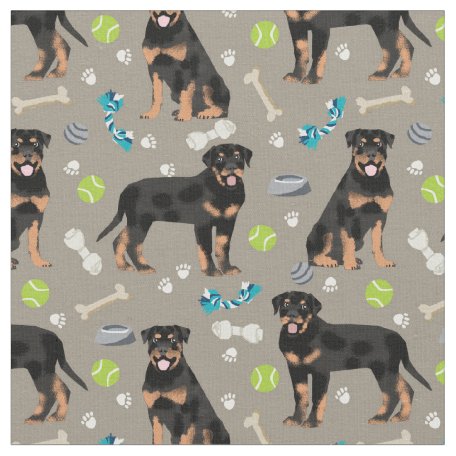 Rottweiler dogs and dog toys light blue fabric | Zazzle