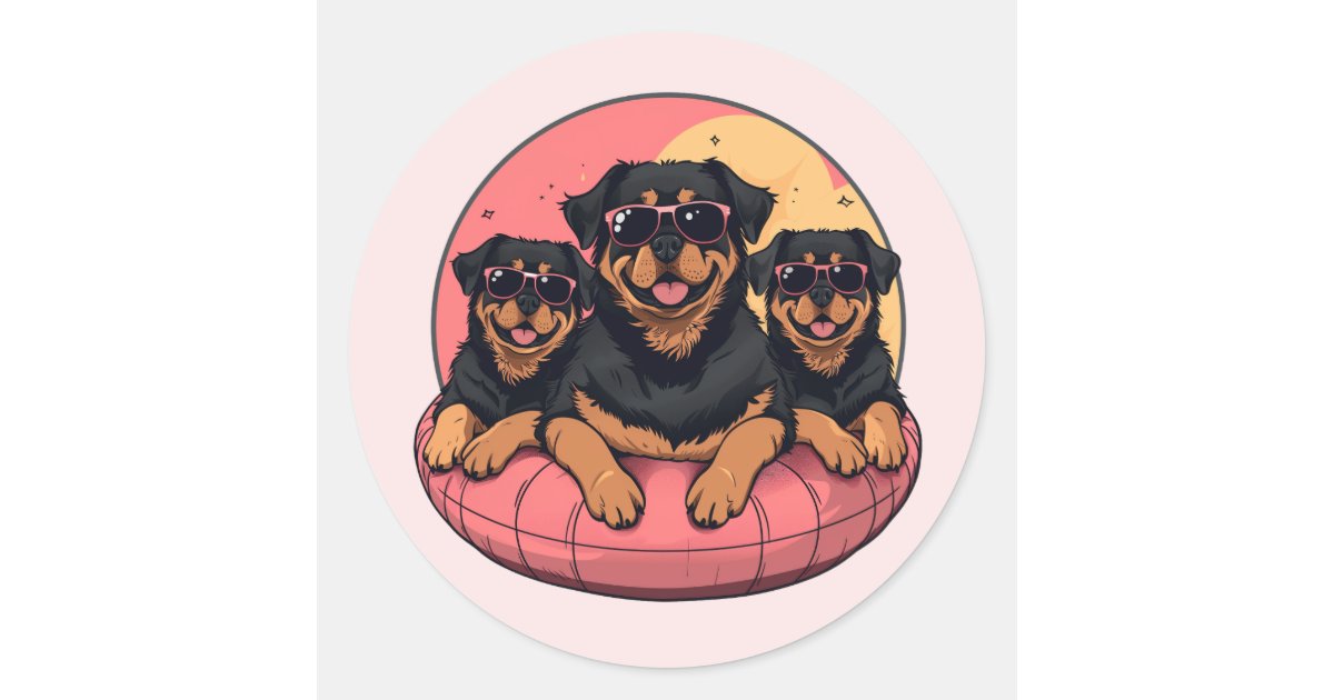 Rottweiler Dogs Summer Pool Floaties Classic Round Sticker | Zazzle