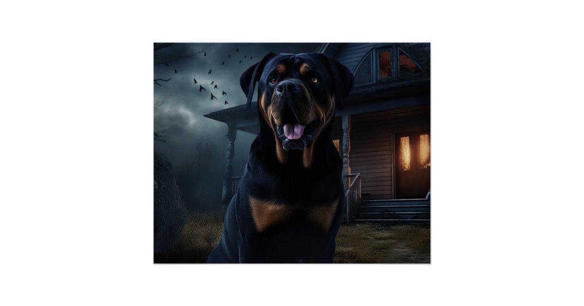 Rottweiler Halloween Scary Poster | Zazzle