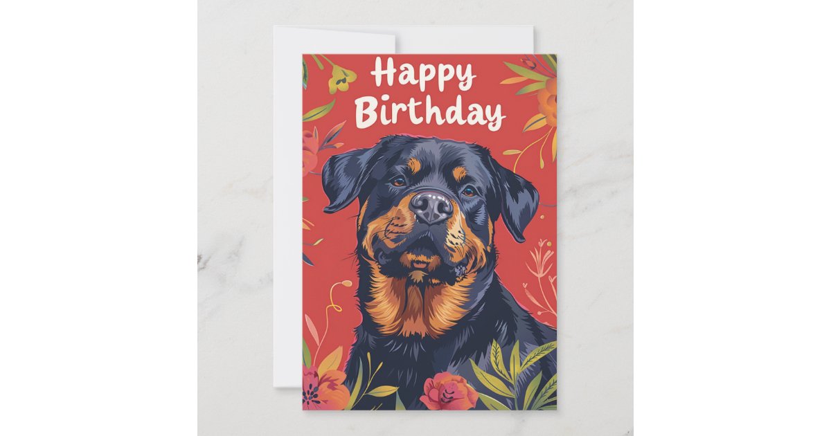 Rottweiler Happy Birthday Holiday Card | Zazzle