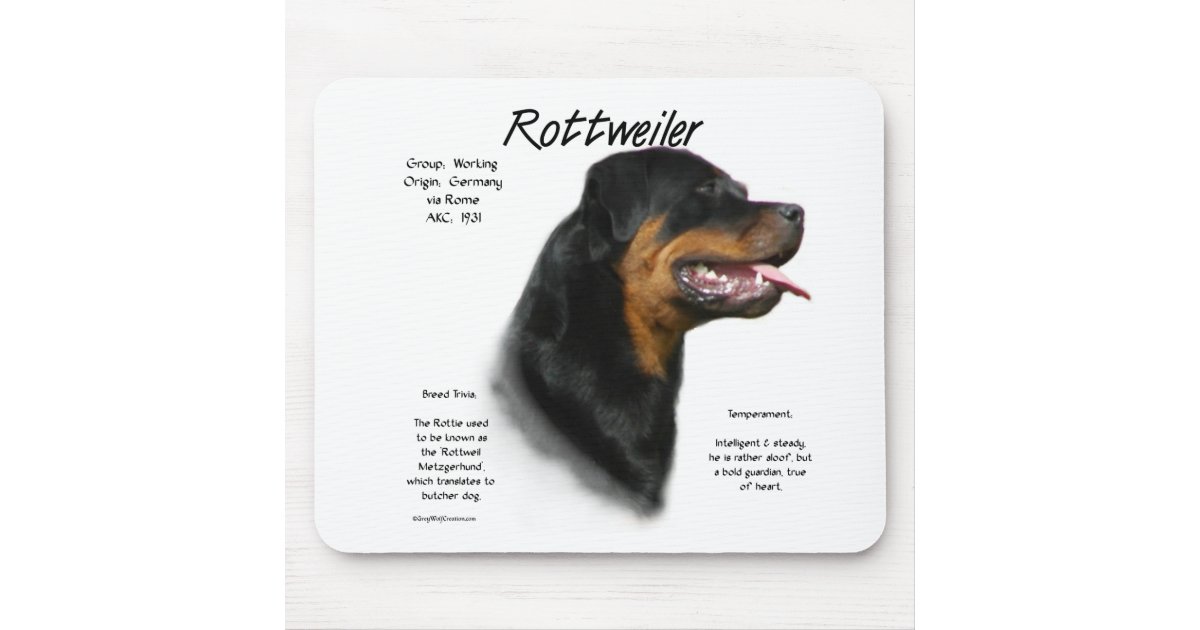 Rottweiler History Design Mouse Pad | Zazzle