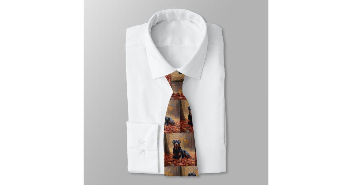Rottweiler in Autumn Leaves Fall Inspire Neck Tie | Zazzle