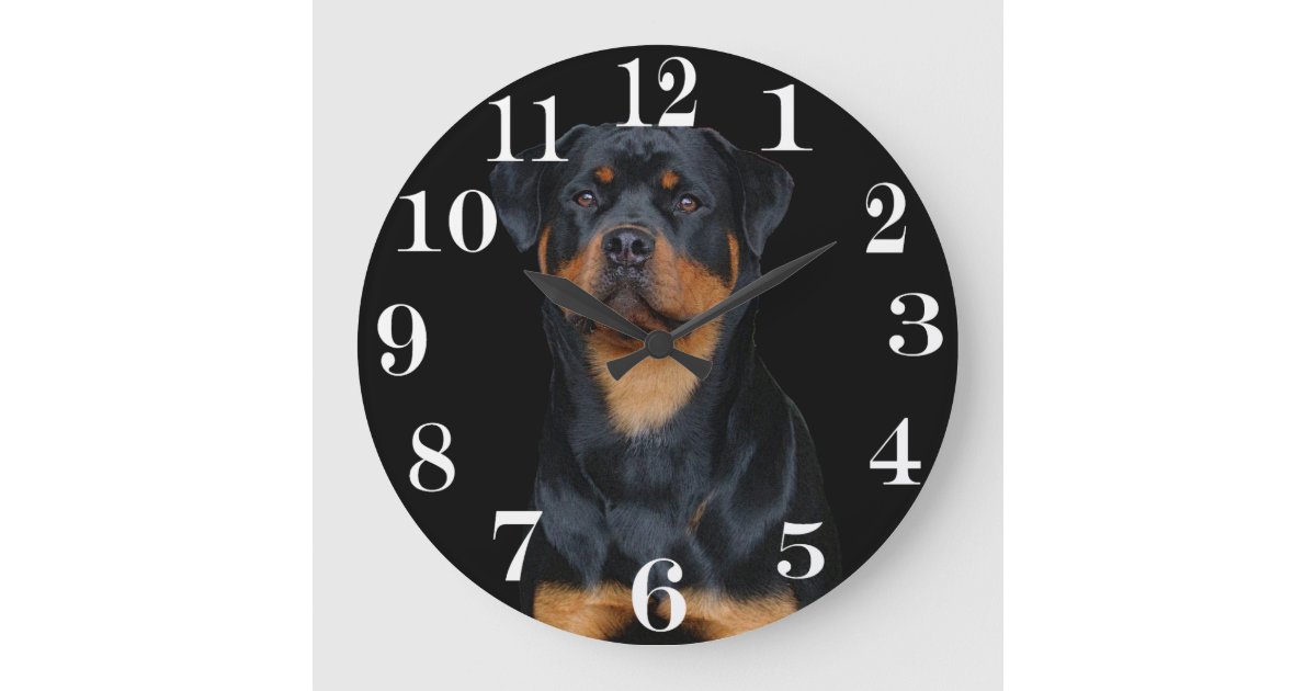 Rottweiler large clock | Zazzle