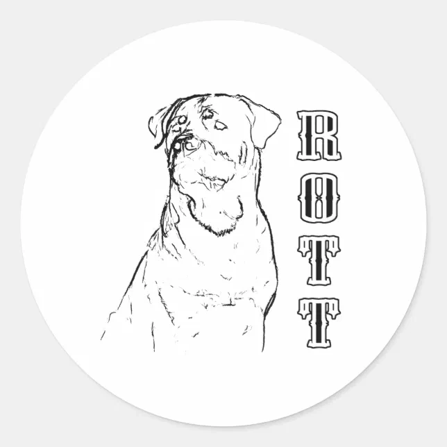 Rottweiler Line Drawing Classic Round Sticker | Zazzle