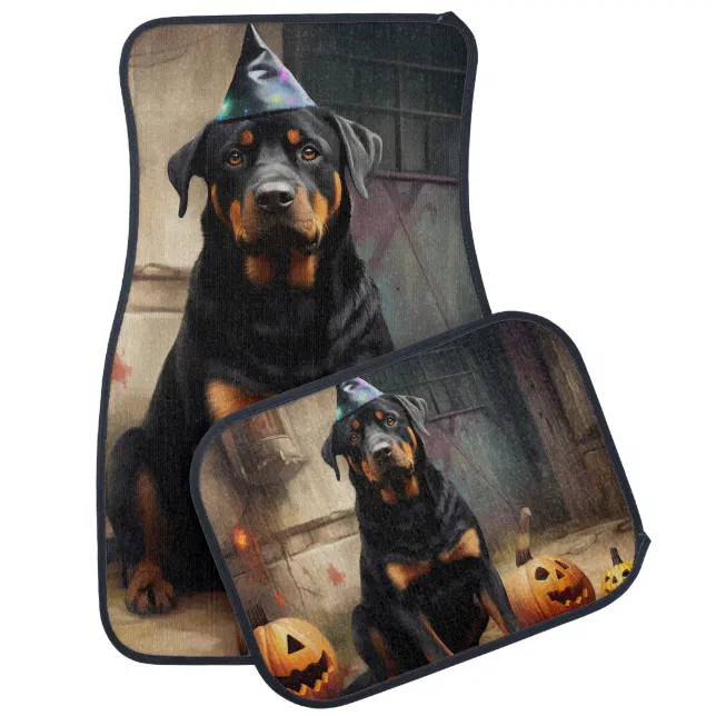 Rottweiler Pumpkins Halloween Scary Car Floor Mat | Zazzle