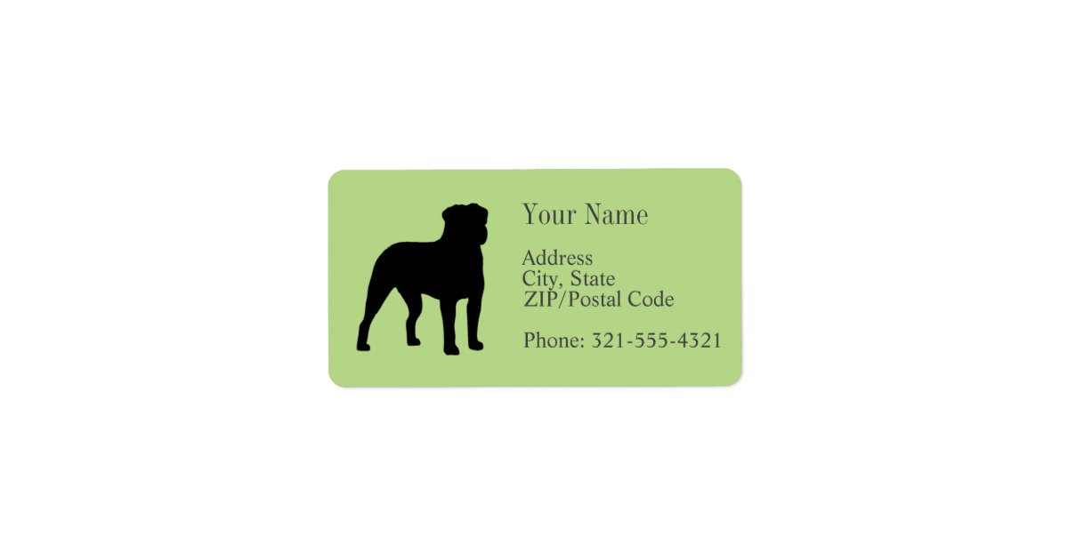 Rottweiler Silhouette Label | Zazzle