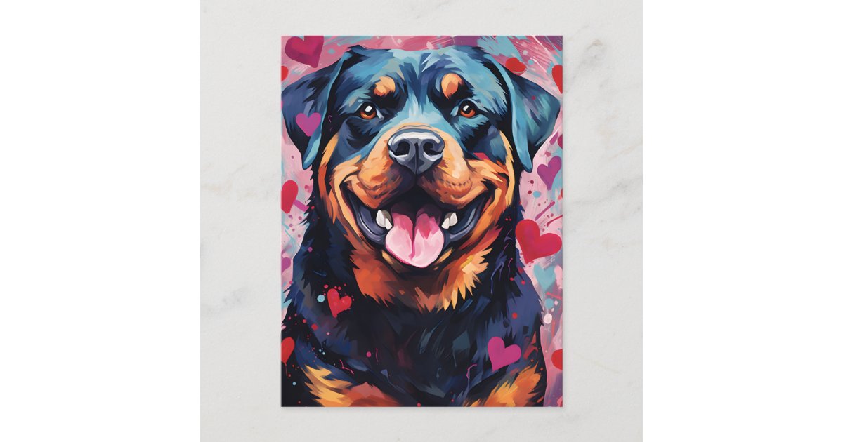 Rottweiler Valentines day Postcard | Zazzle