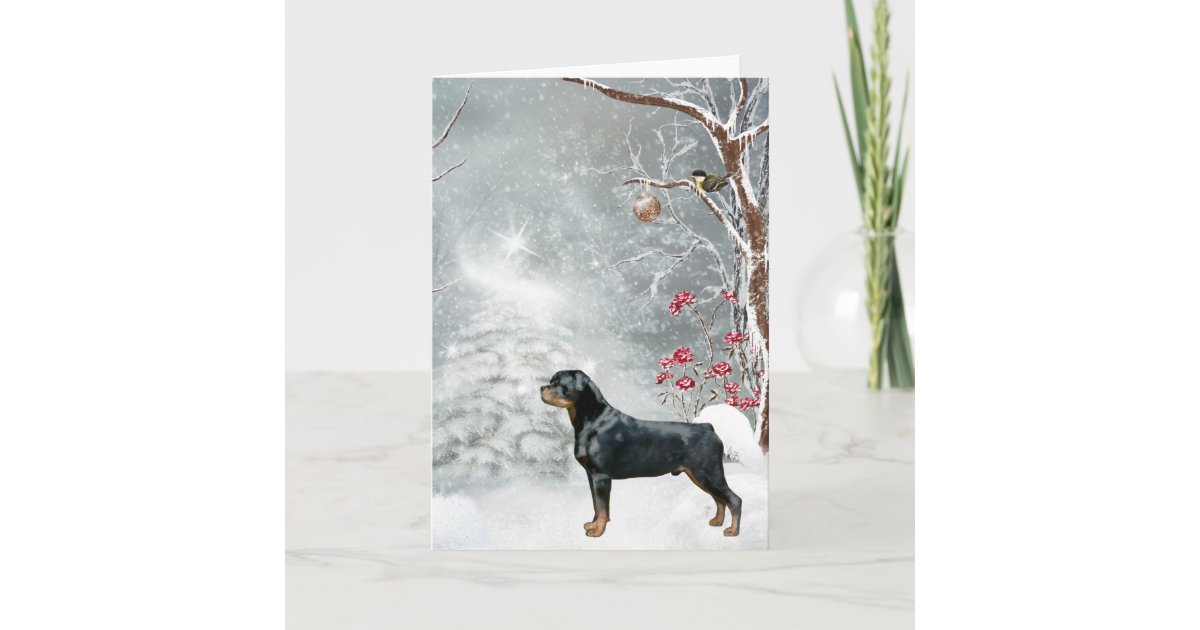 Rottweiler Winter Wonderland Holiday Card | Zazzle