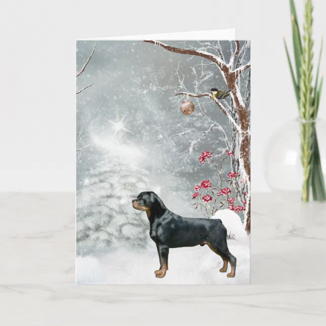 Rottweiler Winter Wonderland Holiday Card | Zazzle