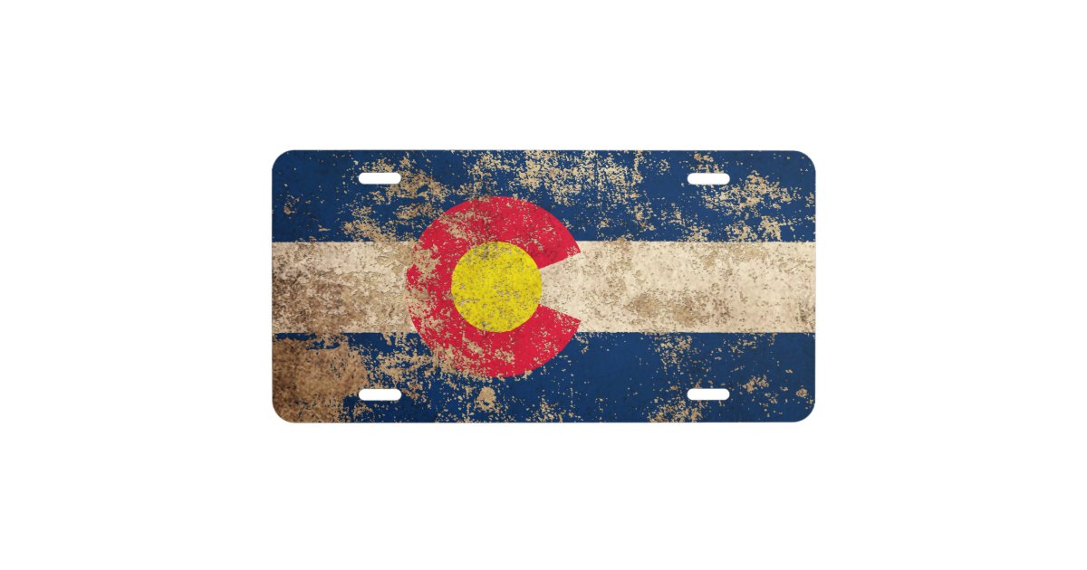 Rough Aged Vintage Colorado Flag License Plate | Zazzle