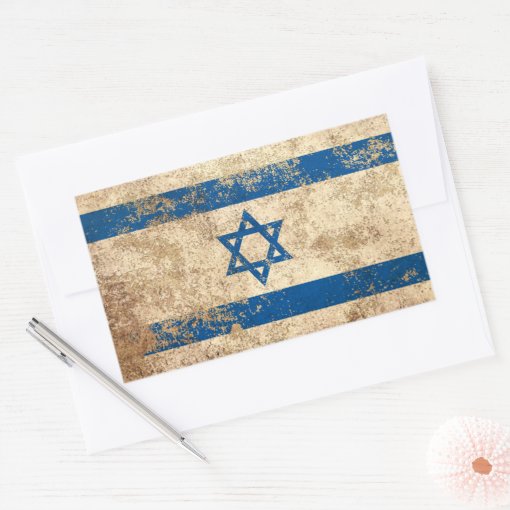 Rough Aged Vintage Israeli Flag Rectangular Sticker | Zazzle