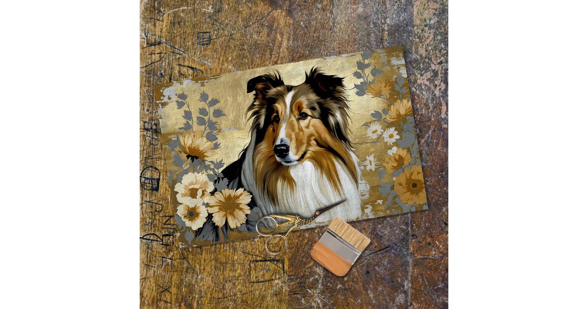 Rough Collie Dog Decoupage Tissue Paper | Zazzle