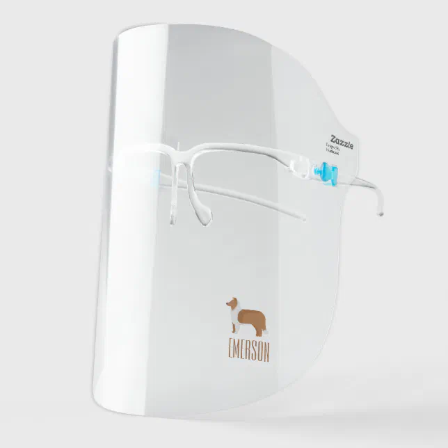 Rough Collie Dog Illustration Personalized Face Shield | Zazzle
